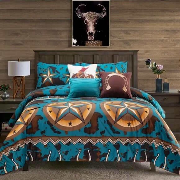 Western Charm | Bedding | New Western Star And Cow Skin6 Piece ...